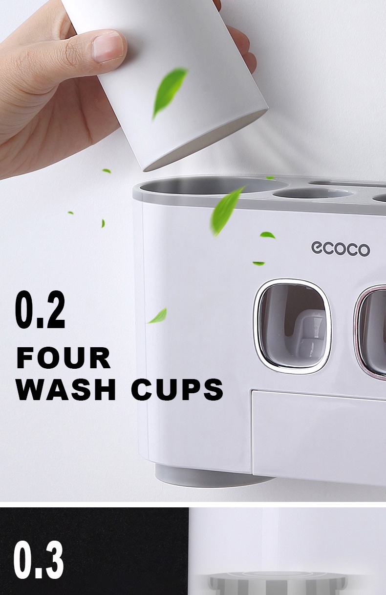 ECOCO Toothbrush Holder Auto Squeezing Toothpaste Dispenser Wall-mount ...