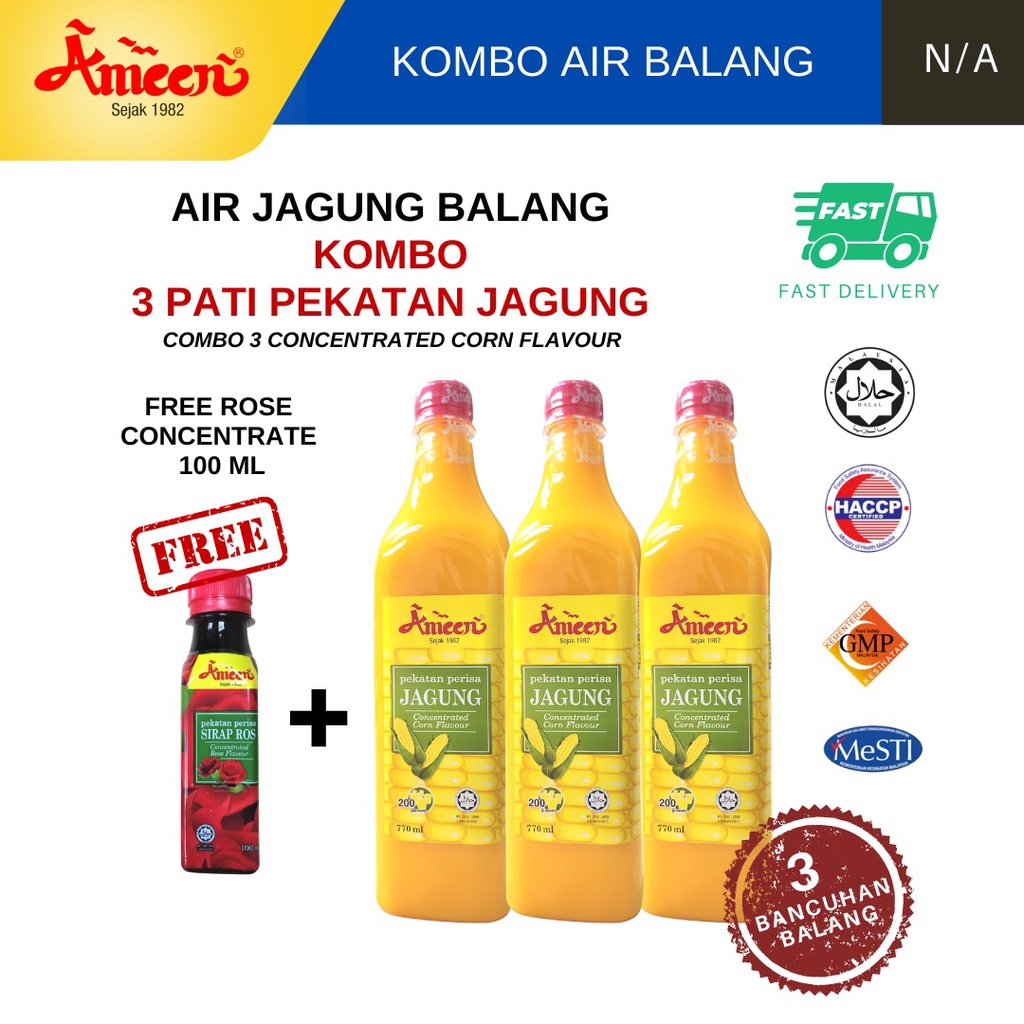 AMEEN Kombo Air Jagung Balang | 3 bancuhan balang | 770ml x 3 botol ...