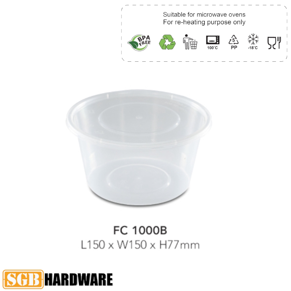 Felton Disposable Microwave Round Food Container FC 1000B (830mL x 50 ...