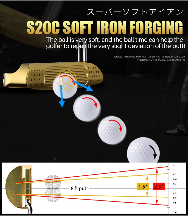 PGM MO EYES II Series men right handed curved face golf putter by soft ...