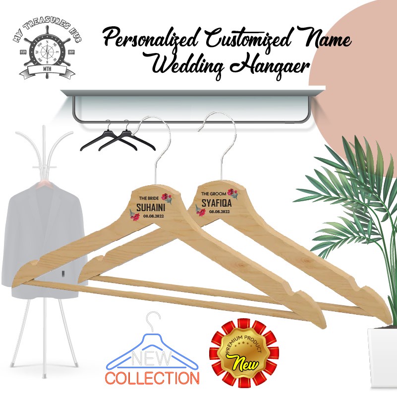 Floral Designs💕Laser Engraving Personalize Word Hangers💕 Hanger Ukir 💞 ...