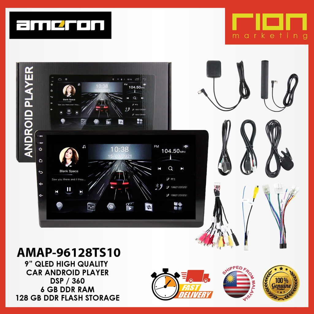 AMERON AMAP-96128TS10 9 Inch QLED High Quality Car Android Player/DSP ...