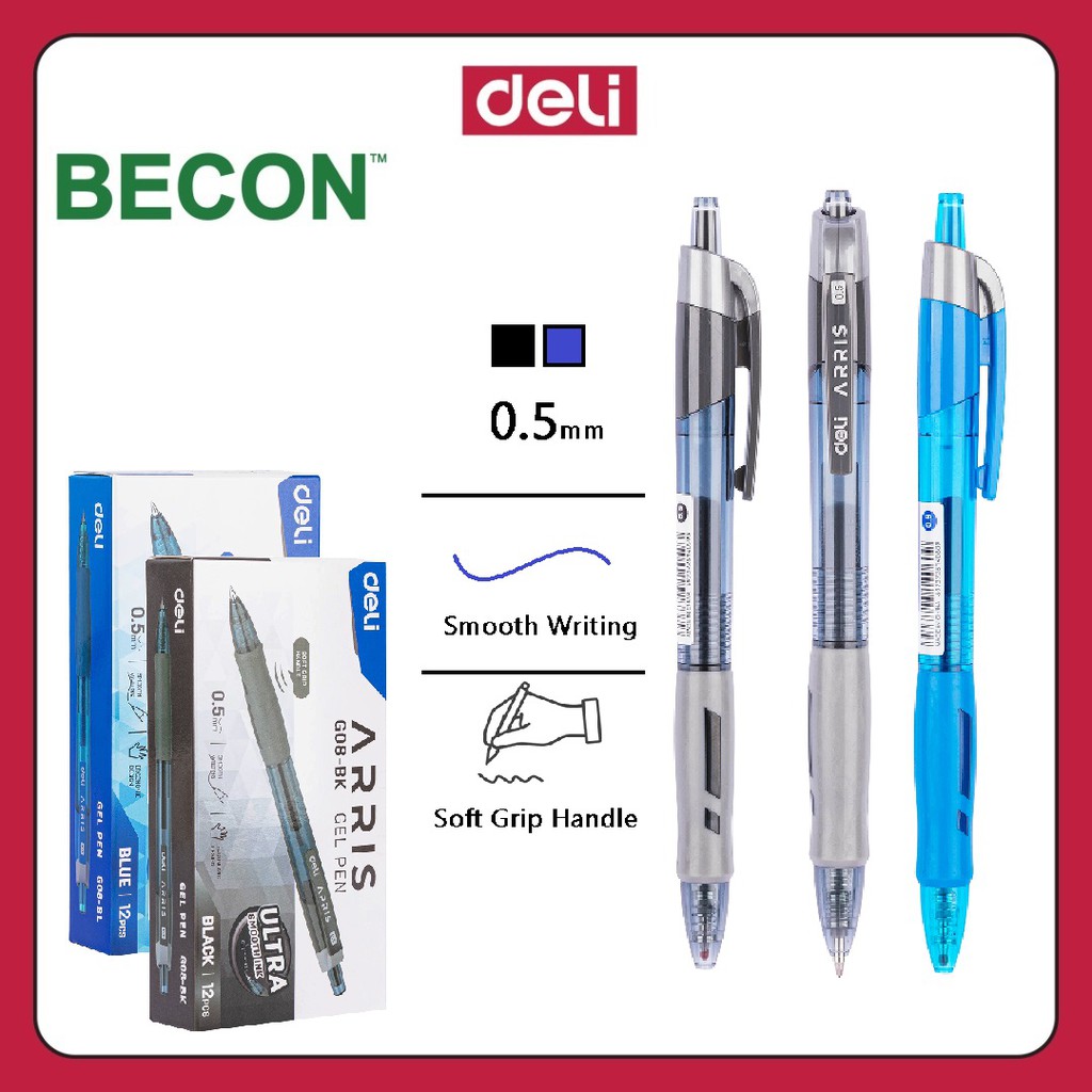 Deli Arris Gel Pen 0.5mm EG08-BL Blue | Shopee Malaysia