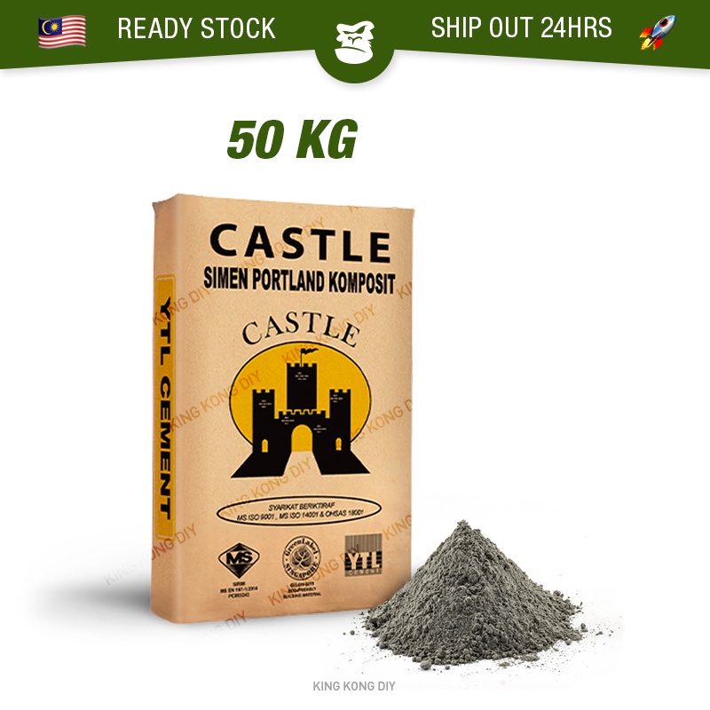 🔥READY STOCK🔥 50KG YTL CASTLE Portland Cement Simen Kelabu Only Bina ...