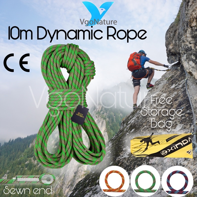 VgoNature Rock Climbing 10m Dynamic Rope Outdoor Hiking High Strength ...