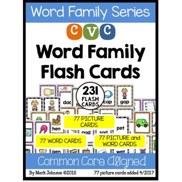 011-CVC Word Family Flash Cards Kids english learning 70 pages | Shopee ...