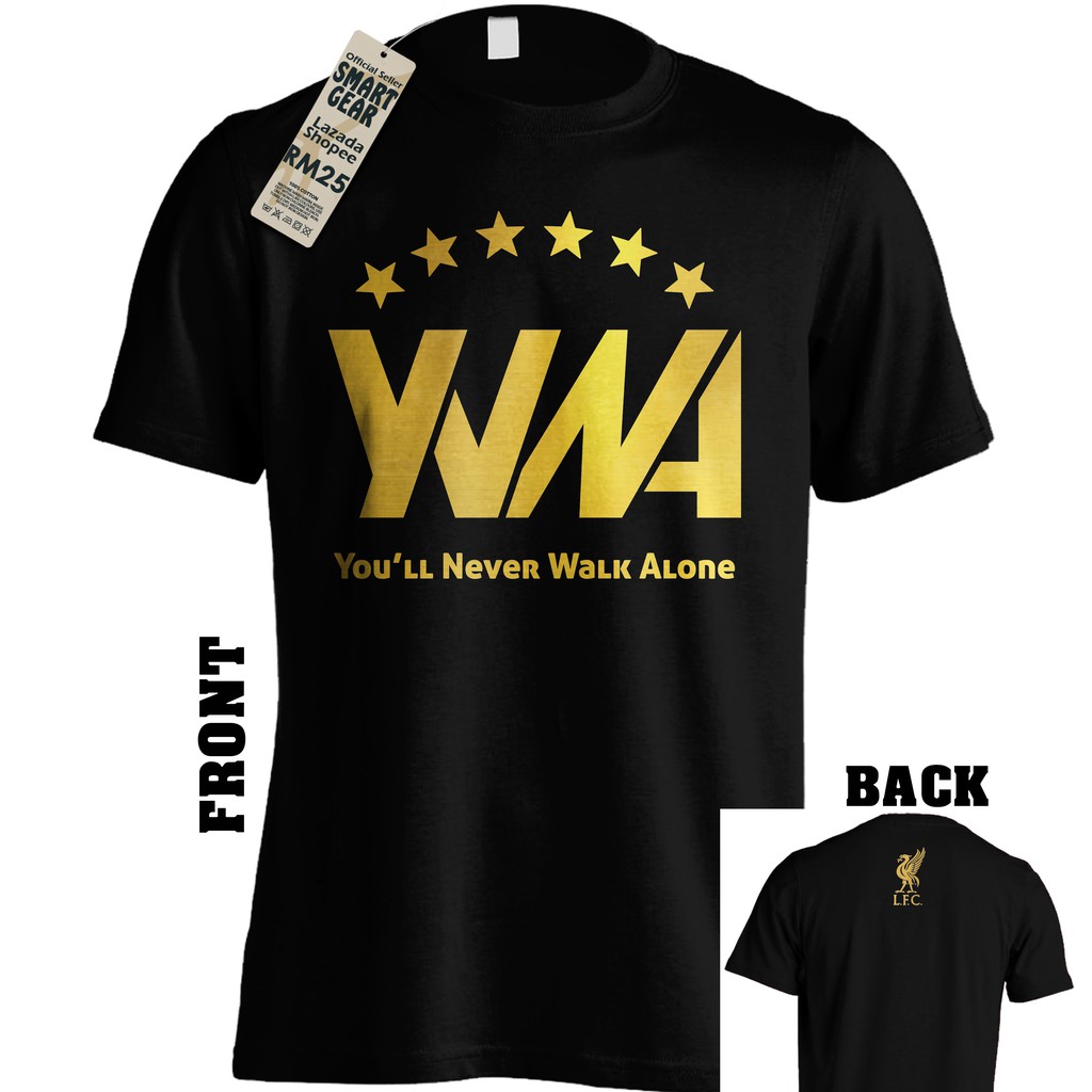 YNWA GOLD METALLIC Print Logo You'll Never Walk Alone Football Club ...