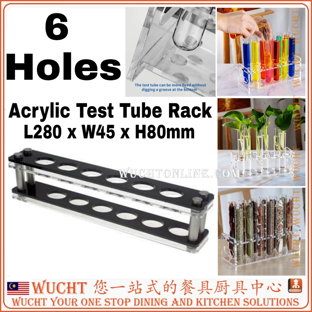 【WUCHT】Black Deluxe 6 Hole Acrylic Test Tiub Rack Test Tube Test Tube ...