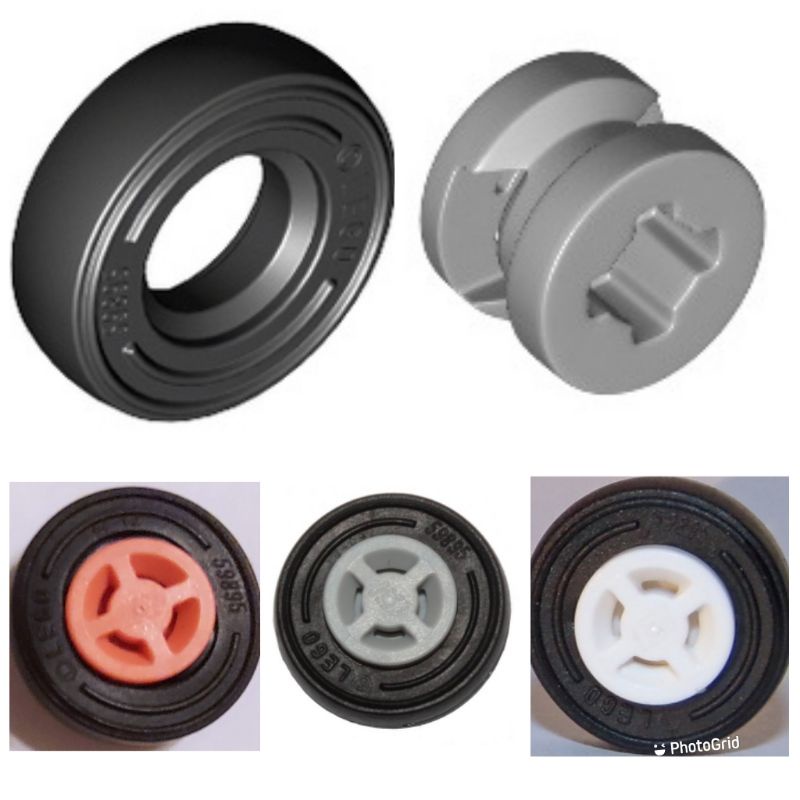 Lego Parts 34337c01 Wheel 8mm D. x 6mm with Slot Tire 14mm D. x 4mm Smooth Small Single with ...