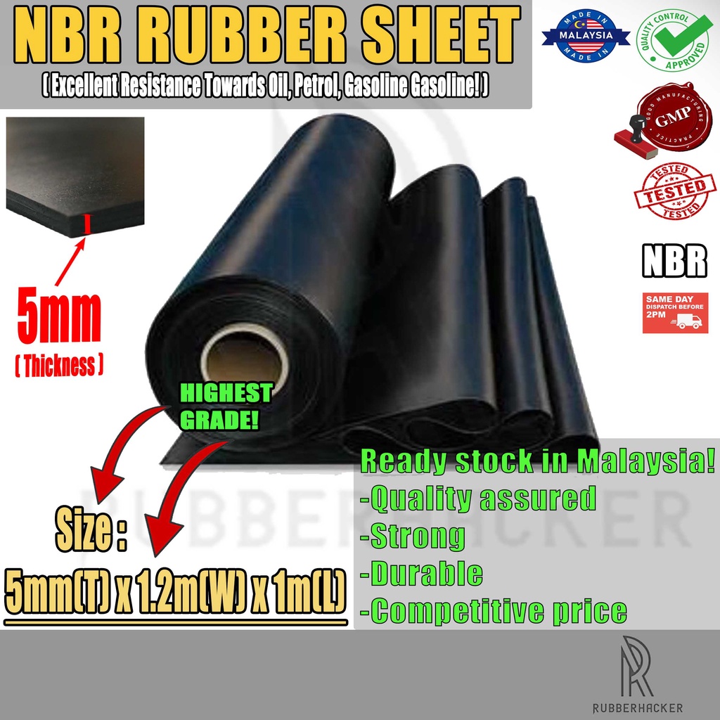 NBR Rubber Sheet, Nitrile Rubber Sheet Smooth Surface Black Rubber (5mm ...