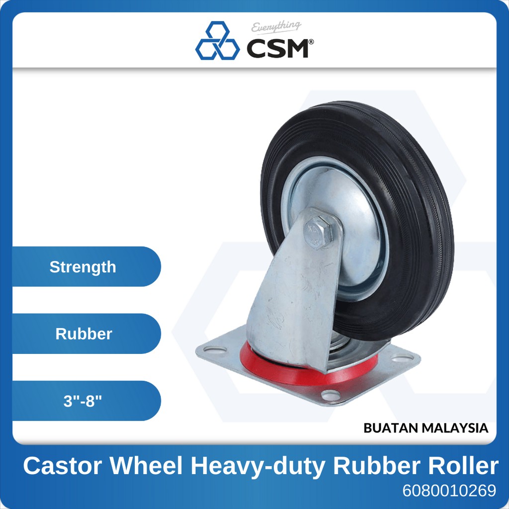 CSM CCW502B-5in Brake Rubber Roller Bearing CSM Castor Wheel Heavy-duty ...