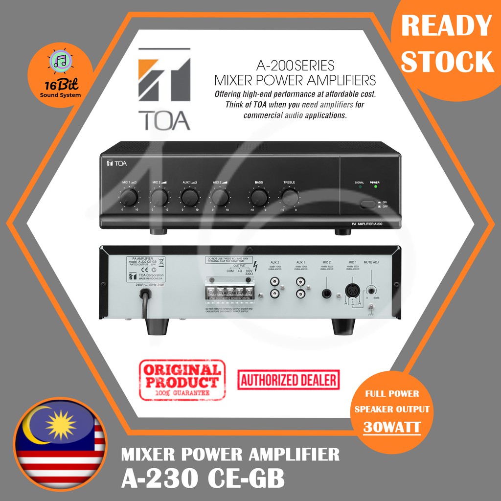 TOA A-230 Digital 30W Mixer PA Amplifier (A230) | Shopee Malaysia