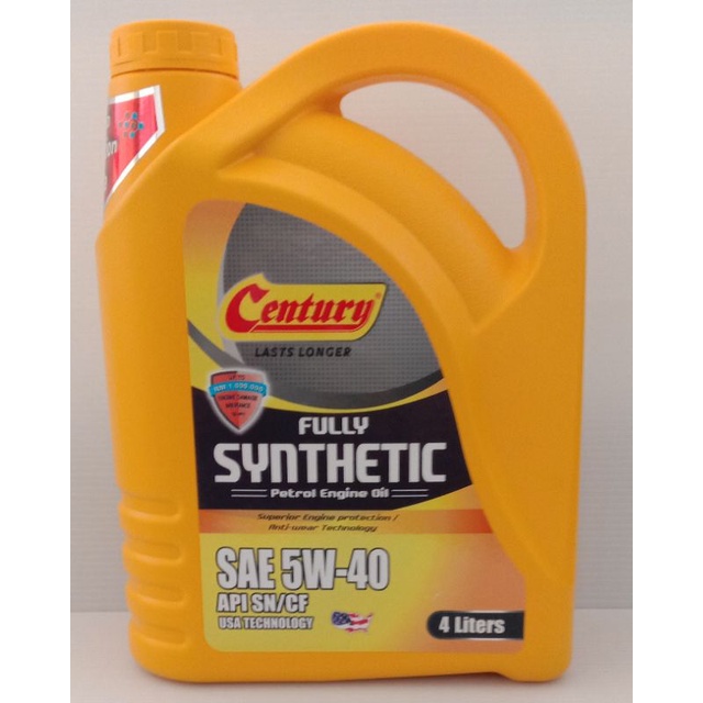 Century Fully Synthetic Engine Oil SAE 5W-40 *ADVANCE ANTI-FRICTION ...
