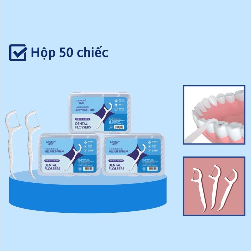 Dental Floss Box of 50 Plastic Dental Toothpicks Interdental Floss for ...