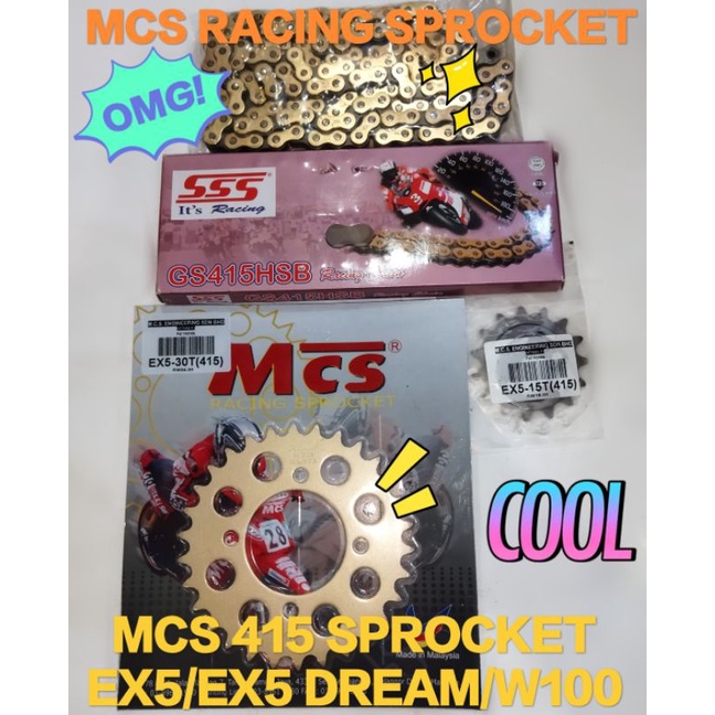 (1SET)SPOKET SET 415 GOLD EX5/EX5 DREAM/W100(CHAIN + SPOKET) | Shopee ...