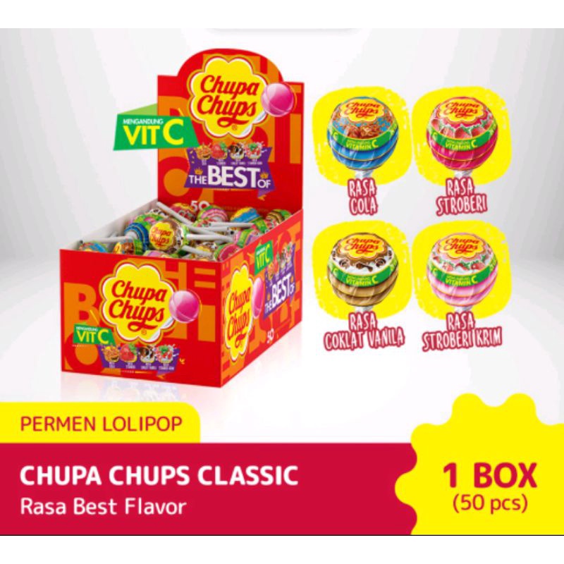 Chupa CHUPS Classic Lollipop - Lollipop Candy Variation Box Contents 50 ...
