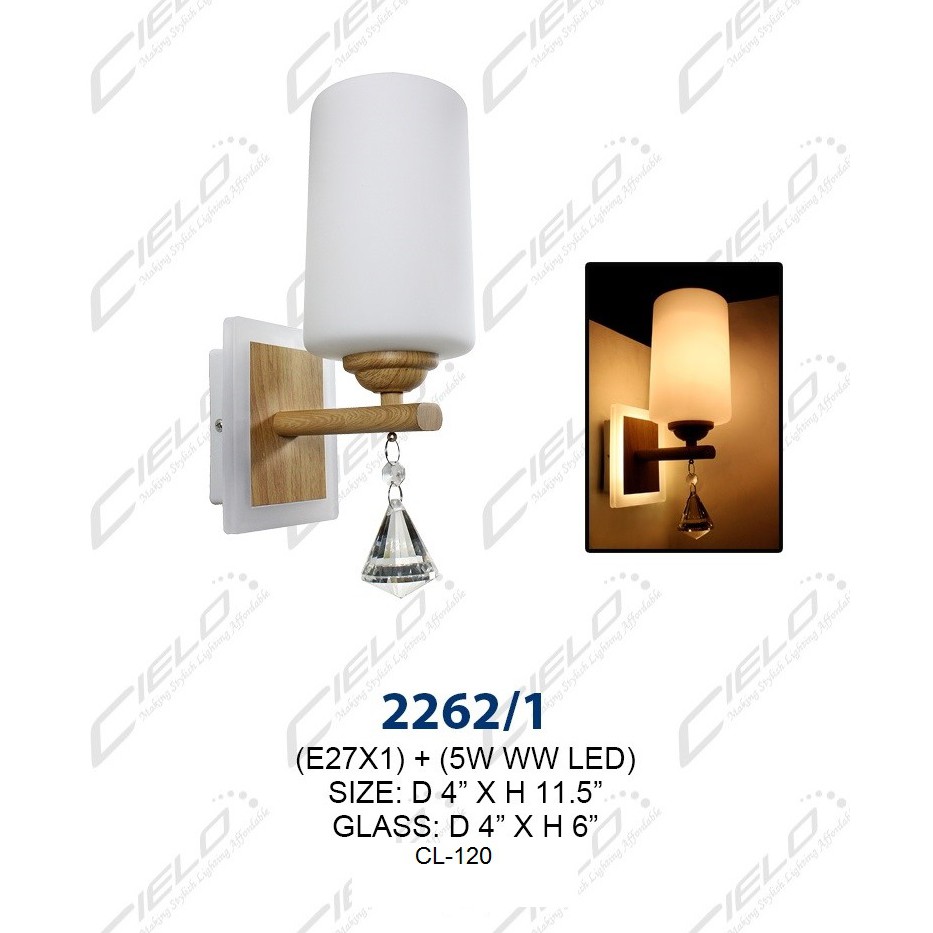 CIELO LED Classic Crystal Antique Vintage Wooden Glass Wall Light Lamp ...