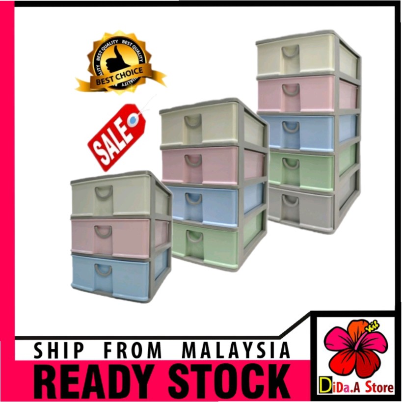Laci Mini A4 3/4/5 tingkat / Rak simpan barang pejabat / drawer kecil ...