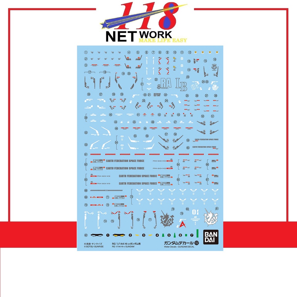 BANDAI Gundam Decal RG RX-93-v2 Hi-v Gundam Hi-nu Water Decals | Shopee ...