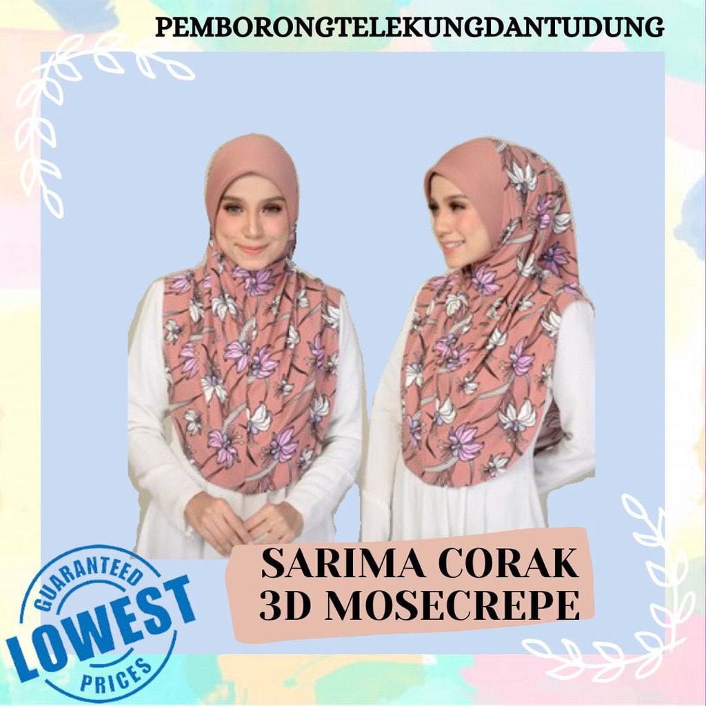 SARIMA CORAK 3D MOSECREPE / TUDUNG SARUNG CORAK | Shopee Malaysia