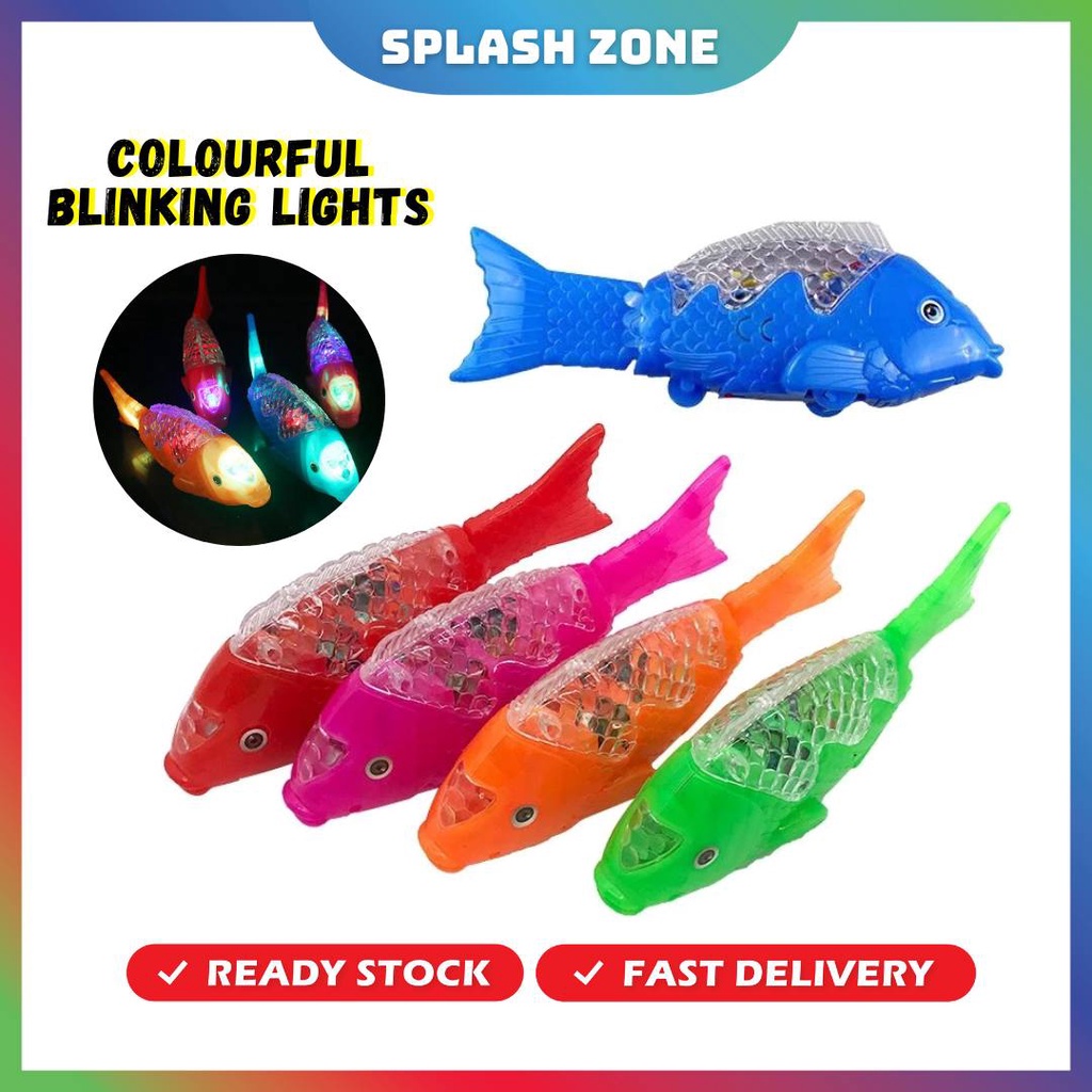 Moving Simulation Swimming Electric Fish Toy Kids Music Blinking Lights ...