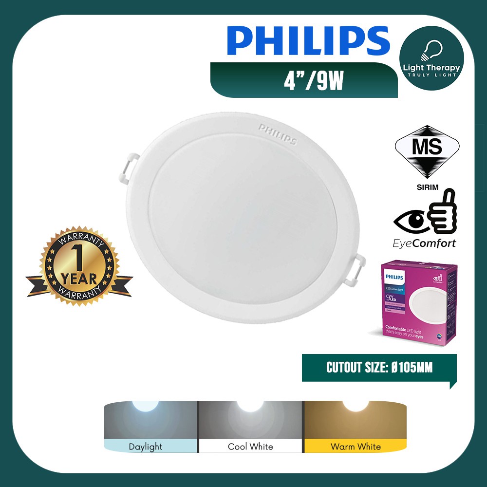 PHILIPS 4"/5"/6"/8" MESON LED Round Square Recessed Downlight 59466 59467 59464 59465 Lampu ...