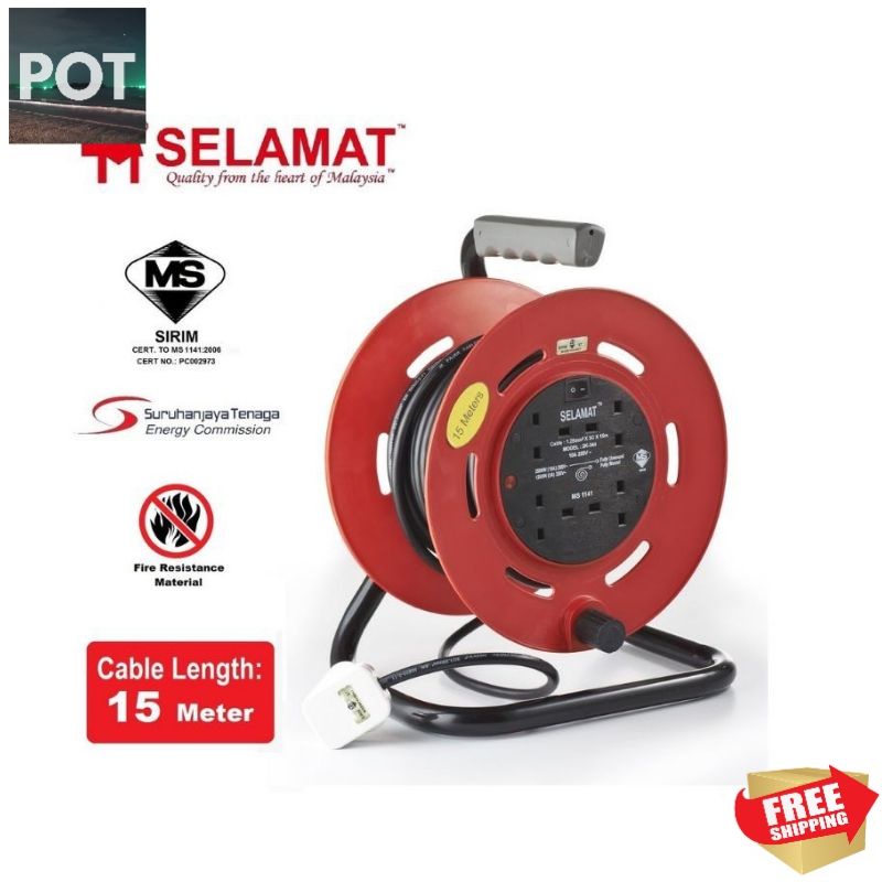 15 Meters - SELAMAT Premium 4 Gang Extension Industrial Type Portable ...