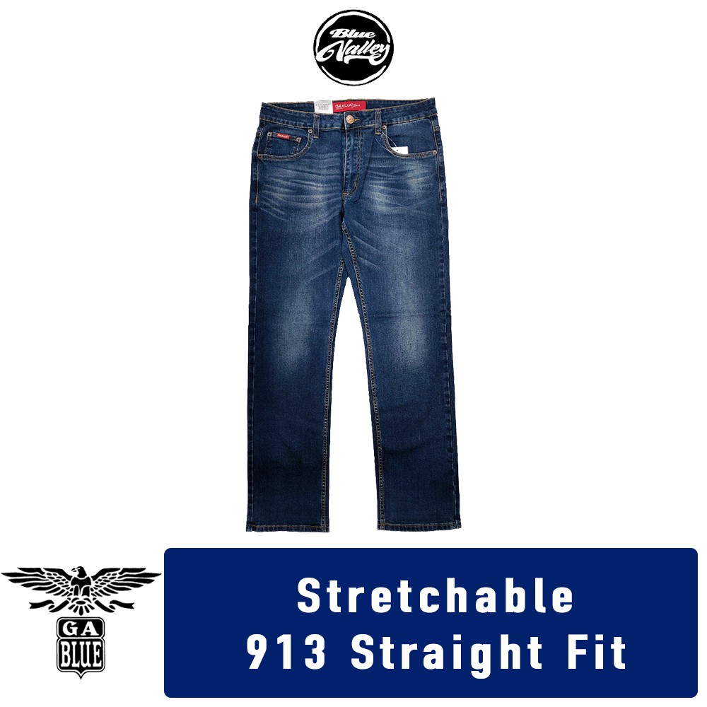 GA Blue Men's Straight Fit Stretchable Jeans Normal Rise 99131903 ...