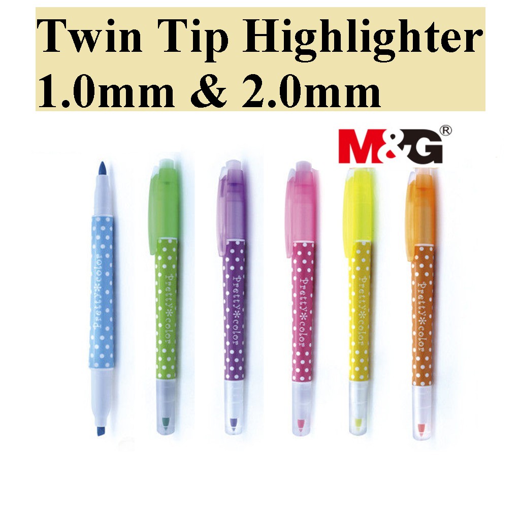 M&G Dual / Twin Tip Highlighter 1.0mm 2.0mm (Stabilo Boss Highlighter ...