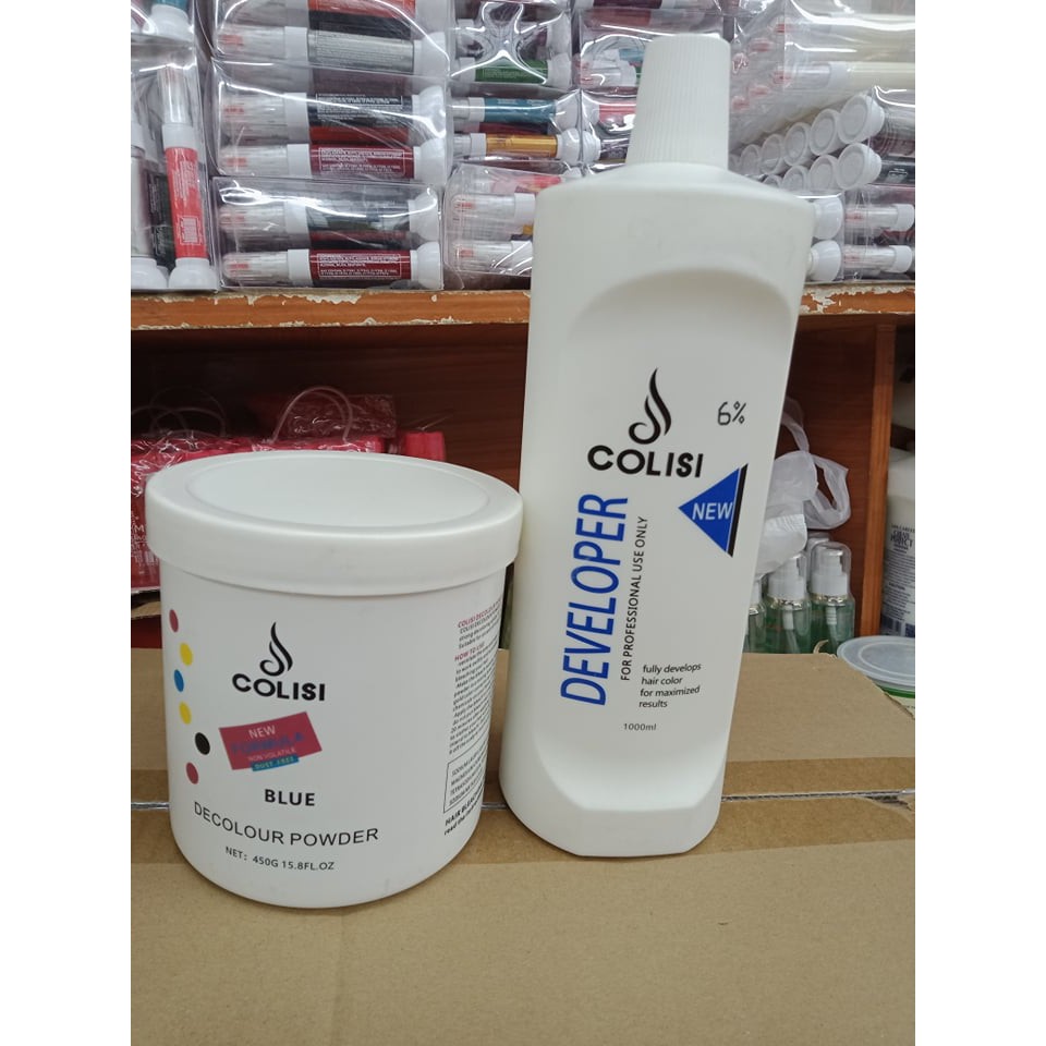 1set colisi bleaching powder 450g with colisi oxidizer 1000ml | Shopee ...