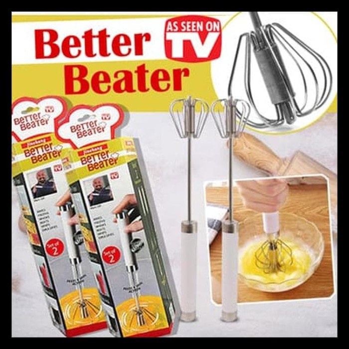 🌹READY STOCK🌹 Better Beater Egg Mixer Blender Whisk Steel Press & Spin ...