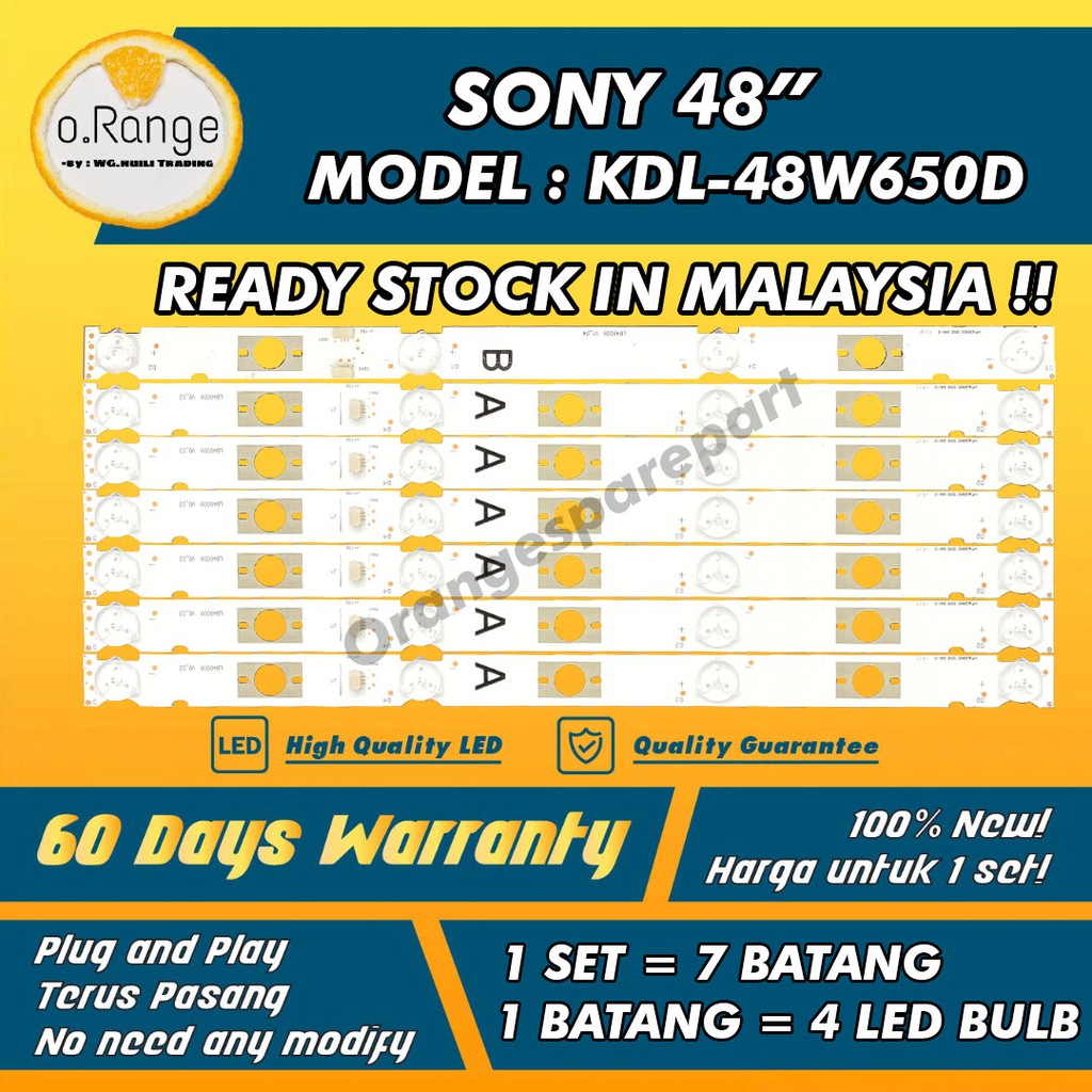 KDL-48W650D SONY 48" LED TV BACKLIGHT (LAMPU TV) SONY 48 INCH LED TV ...