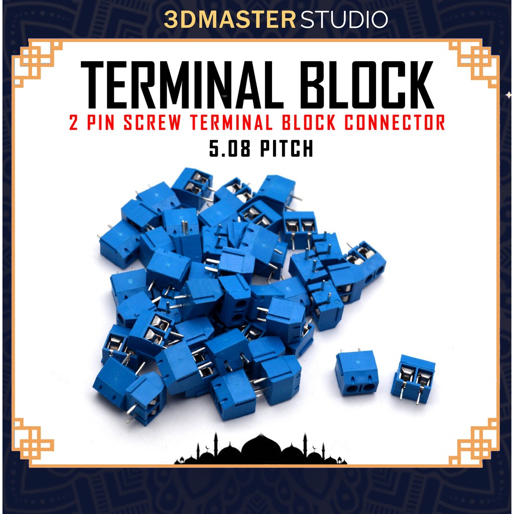 2 Pin Screw Terminal Block Connector Blue PCB Mount KF301-2p 5.08mm ...