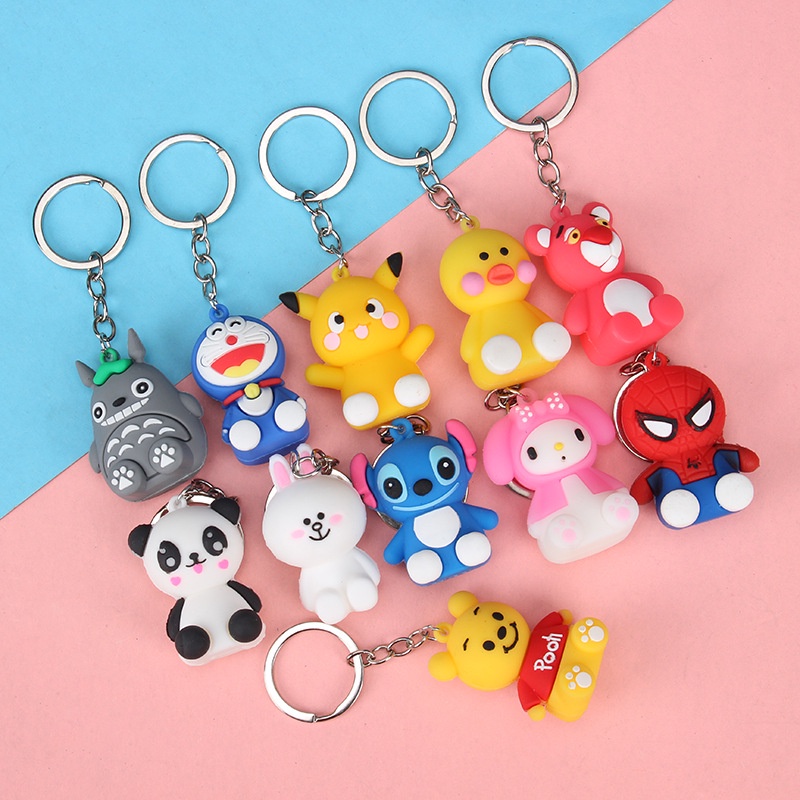 3D Cute Cartoon Stitch Doraemon Key Chain PVC Keychain Keyfob Portable ...