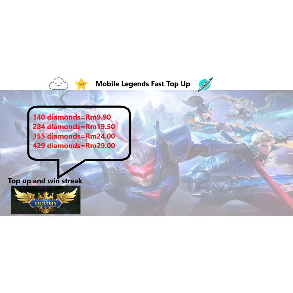 Mobile Legends Bang Bang Diamonds Top Up ^140 -429 diamonds^ (fast and ...