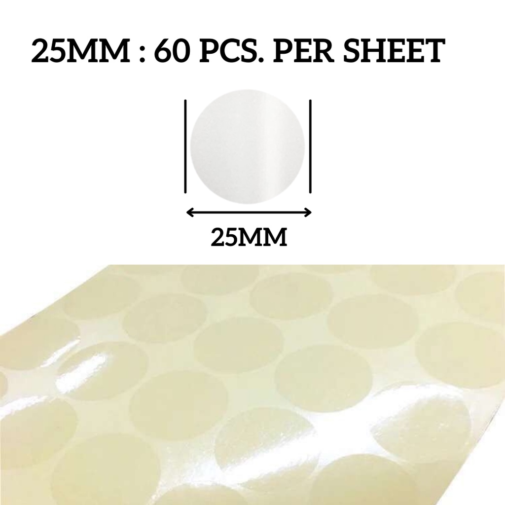 15/20/25/30mm Transparent Round Square Sticker Tape Adhesive Seal Label ...