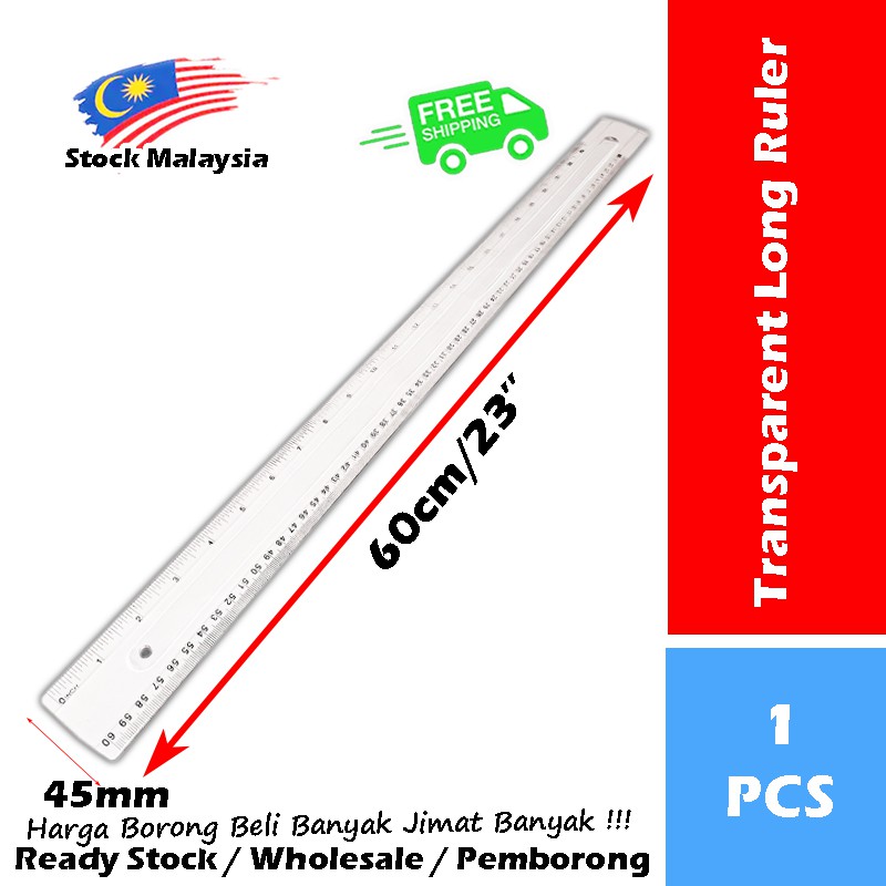 Transparent Acrylic Long Ruler 23'' 60cm / Clear Transparent Acrylic ...