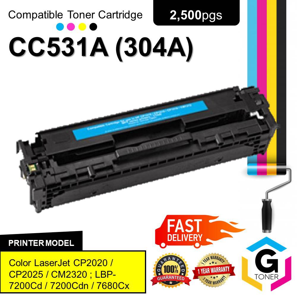 Compatible HP CC531A (304A) Cyan LaserJet Toner Cartridge for Color LaserJet CP2020 / CP2025 ...