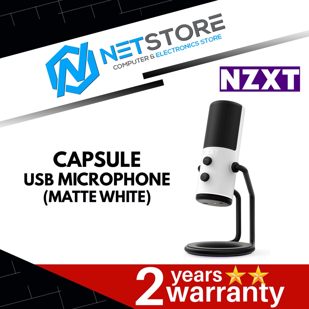 NZXT CAPSULE CARDIOID USB MICROPHONE (MATTE WHITE) - AP-WUMIC-W1 ...