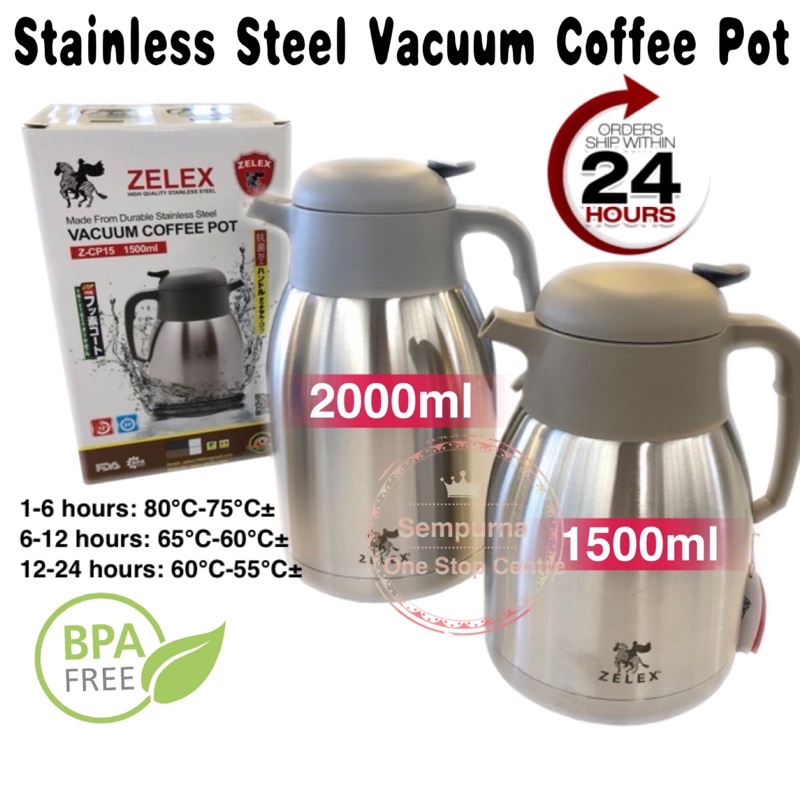 Zelex/ Debroca Stainless Steel Vacuum Coffee Pot / Jug (1500ml / 2000ml) | Shopee Malaysia