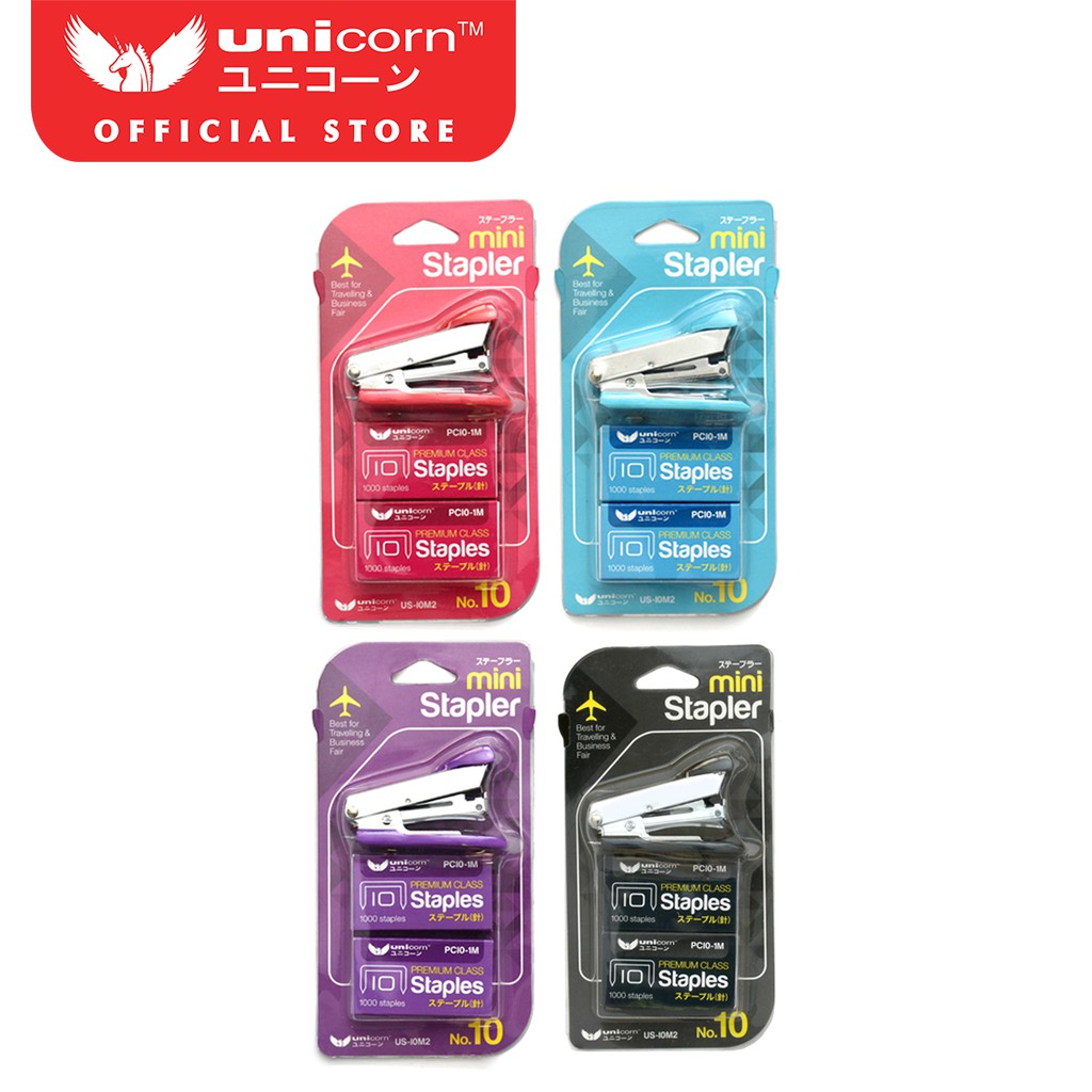 Unicorn Stationery No.10 3-In-1 Mini Stapler Set USS-10M2 Random Colour | Shopee Malaysia