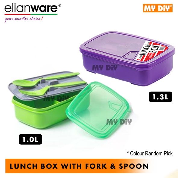 MYDIYHOMEDEPOT - E-1227 E-1228 Elianware Lunch Box Container With Fork ...