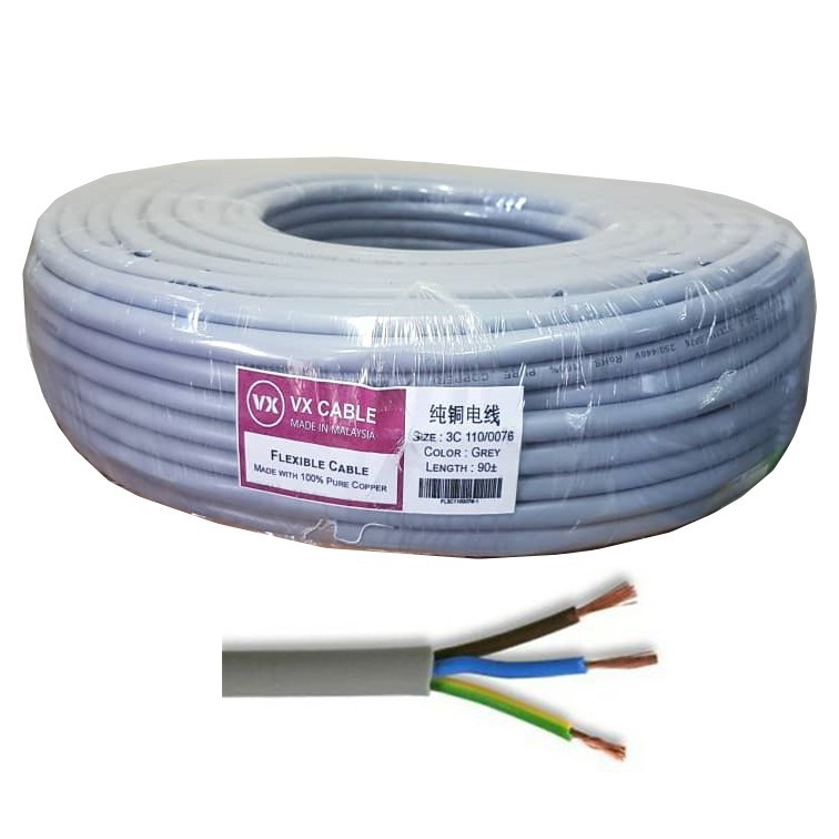 3CORE 110/076 FLEXIBLE CABLE -SIZE 2.5MM X 3CORE C/W 100% FULL COPPER - FOR W/HEATER- MADE IN ...