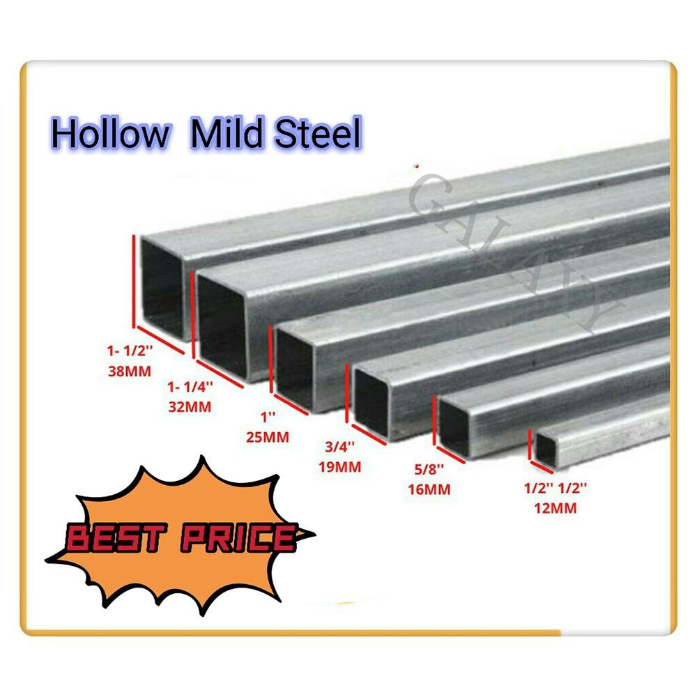 New Hollow Mild Steel 1 1/2" x 1 1/2" x 1.2mm Tickness (Besi) | Shopee ...