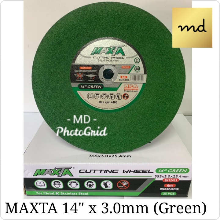 5 Pieces MAXTA 14" x 3.0mm (Green) Cutting Disc For Cutting Metal And Stainless Steel | Shopee ...