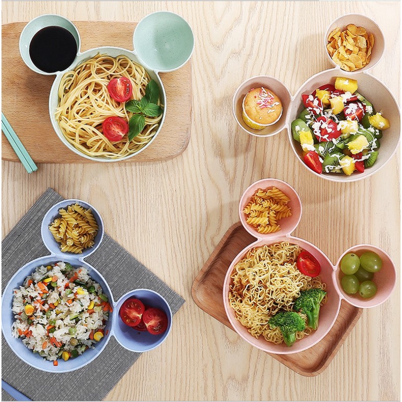 Cartoon Mickey Mouse Shape 3-Compartment Food Divided Plate for Toddler ...