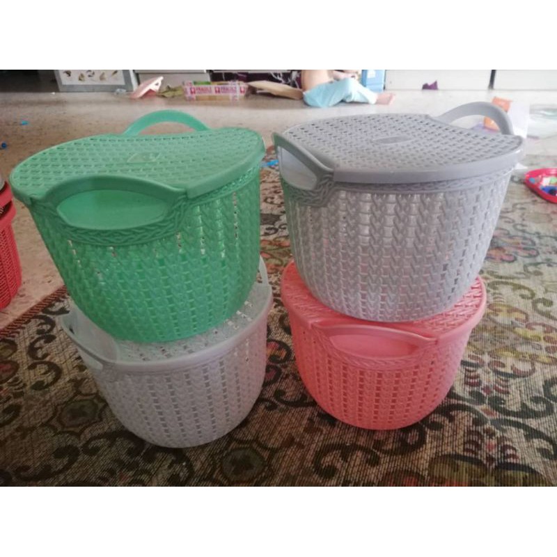 kitchen basket storage bakul bekas simpan barang raga plastik serbaguna ...