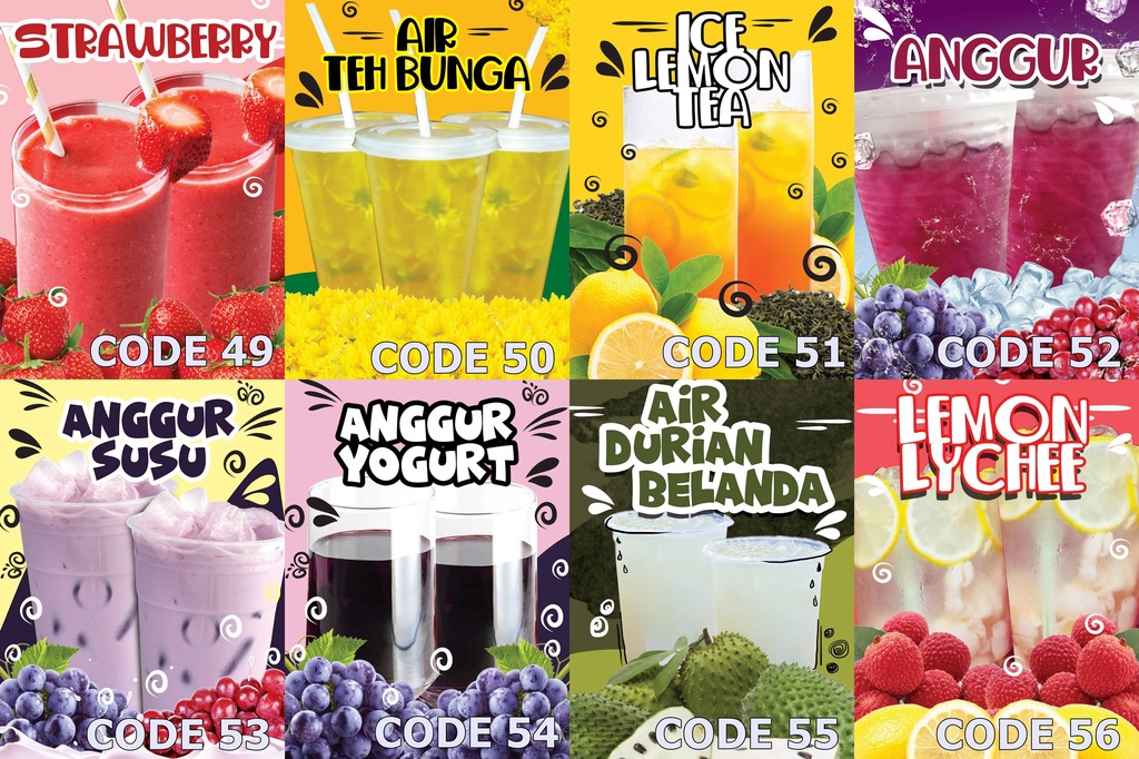 Sticker Air Balang Stiker Jus Buah Kelapa Teh Ais Green Tea Label ...