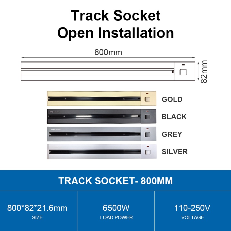 Megaman Power Track Socket Aluminum Alloy 40CM 60CM 80CM 100CM Open ...