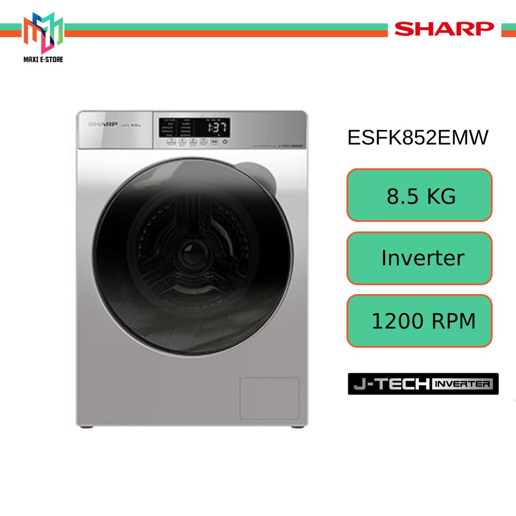 Sharp ESFK852EMW 8.5kg Inverter Front Load Washer - ESFK852EMW | Shopee ...